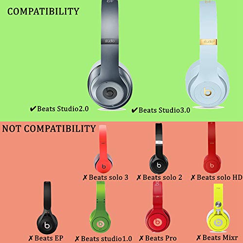 Replacement Ear Pads Cushions, Earpads Cover Compatible with Beats Studio 2 Wireless Wired and Studio 3 Over Ear Headphones 1 Pair (White)