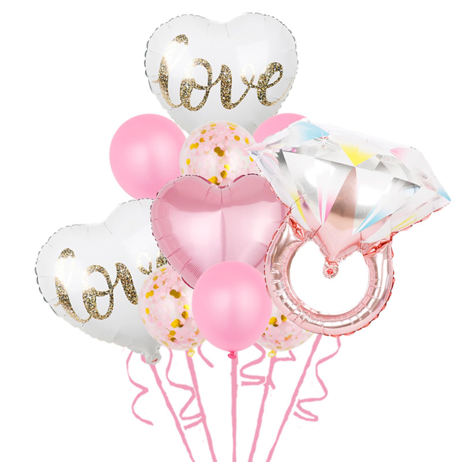 Morndew 10 PCS I Love You Foil Balloons for Valentine's Day Wedding Party Wedding Engagement Bridal Shower Decorations
