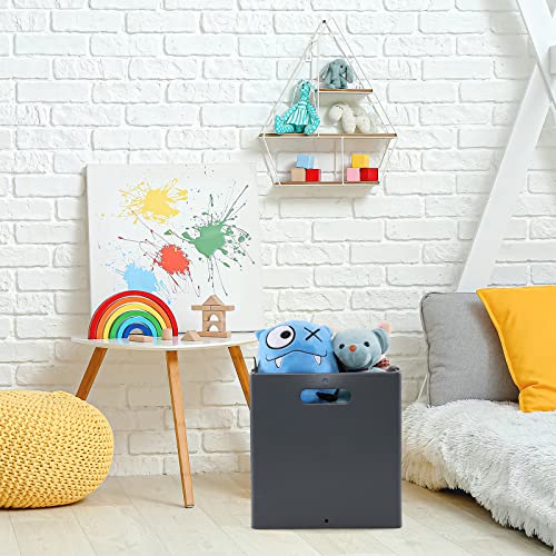 Esdiplot 4-Pack Foldable Cube Storage Bin, Collapsible Cube Organizer Bins, for Closet, Shelves, Offices, Toys, Vinyl Record, Gray