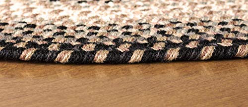 Super Area Rugs Round 4X4 Black/Gray/Gold Braided Rug Hartford Primitive Decor Rug - Indoor Outdoor - 4' X 4' Circular Braided Rug Dining Room Rug