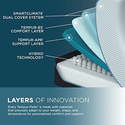 Tempur-Pedic ProAdapt 12" Spring and Memory Foam Supportive Mattress with Cooling Cover, Hybrid Memory Foam Mattress with Spring Coils, Queen
