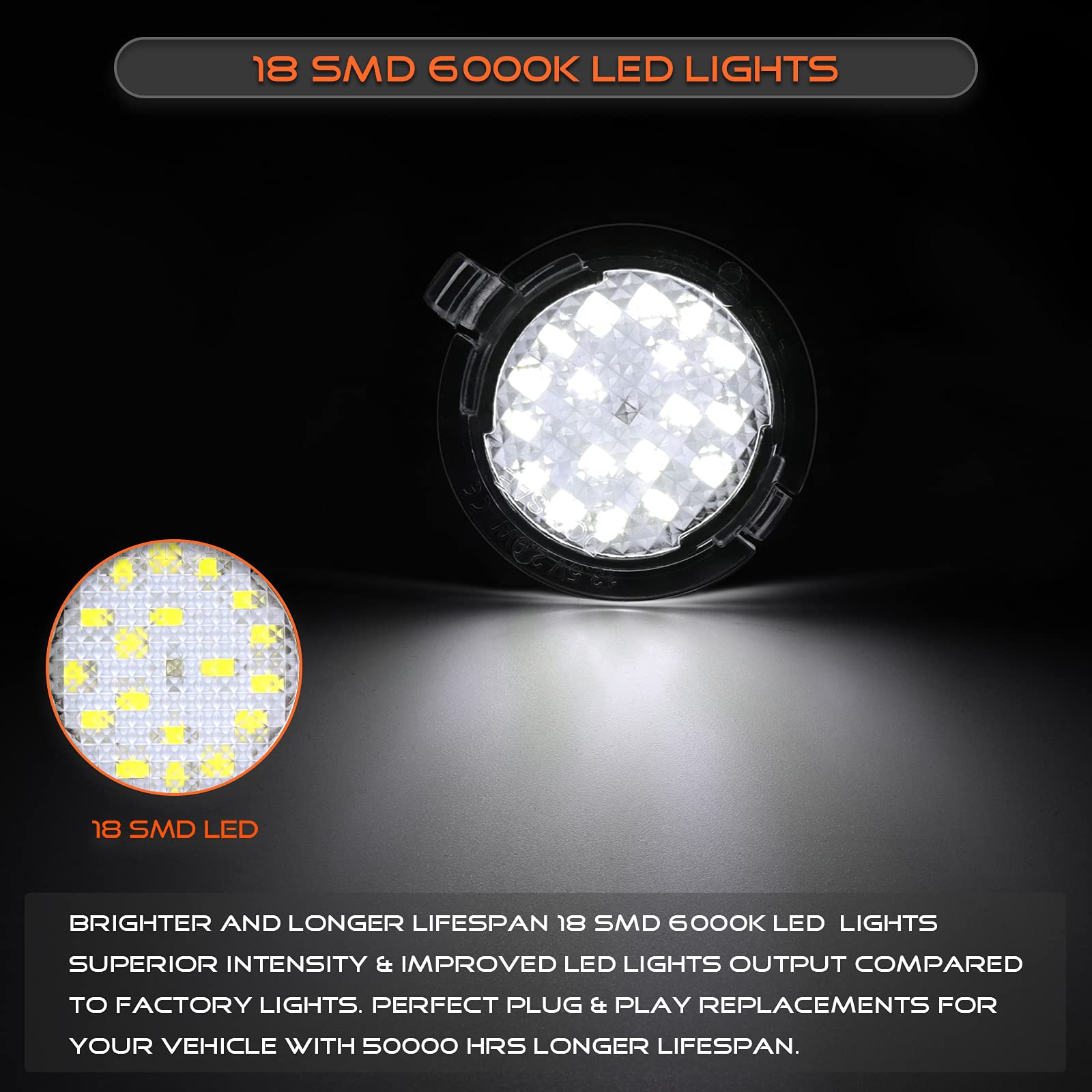 Haitzu 6000K Xenon Side Mirror Puddle Light LED Lamp Assembly Replacement for Ford Expedition Explorer Flex Fusion Taurus X Lincoln Navigator MKS MKT MKX MKZ Mark LT LS (2pcs)