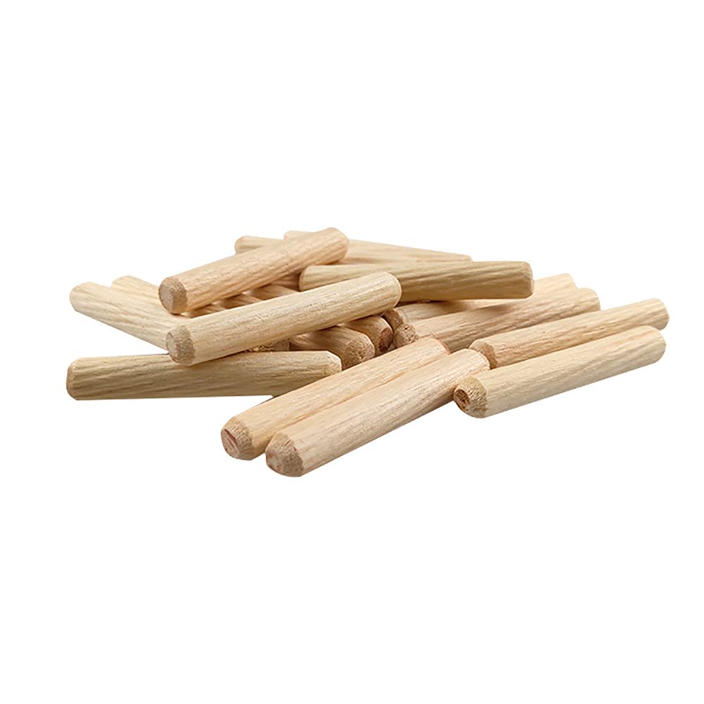GSHLLO 60 PCS Assorted Size Wooden Dowels Pins Wood Grooved Plugs for Furniture Woodwork