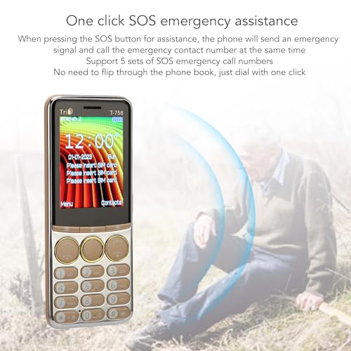 CUTULAMO 2G Big Button Cell Phone, 2.0 T 758 2G Unlocked Cell Phone Multiple Functions for Seniors (US Plug)