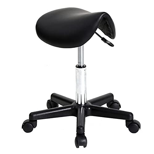 LLAMN Bar Stool Saddle Stool Plastic Flat Feet Rotation Bar Stool Black Spa Tattoo Massage Salon Furniture