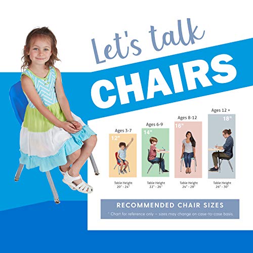 FDP 16" Contour School Stacking Student Chair, Ergonomic Molded Seat Shell with Powder Coated Silver Frame and Swivel Leg Glides; for in-Home Learning or Classroom - Tangerine (4-Pack)