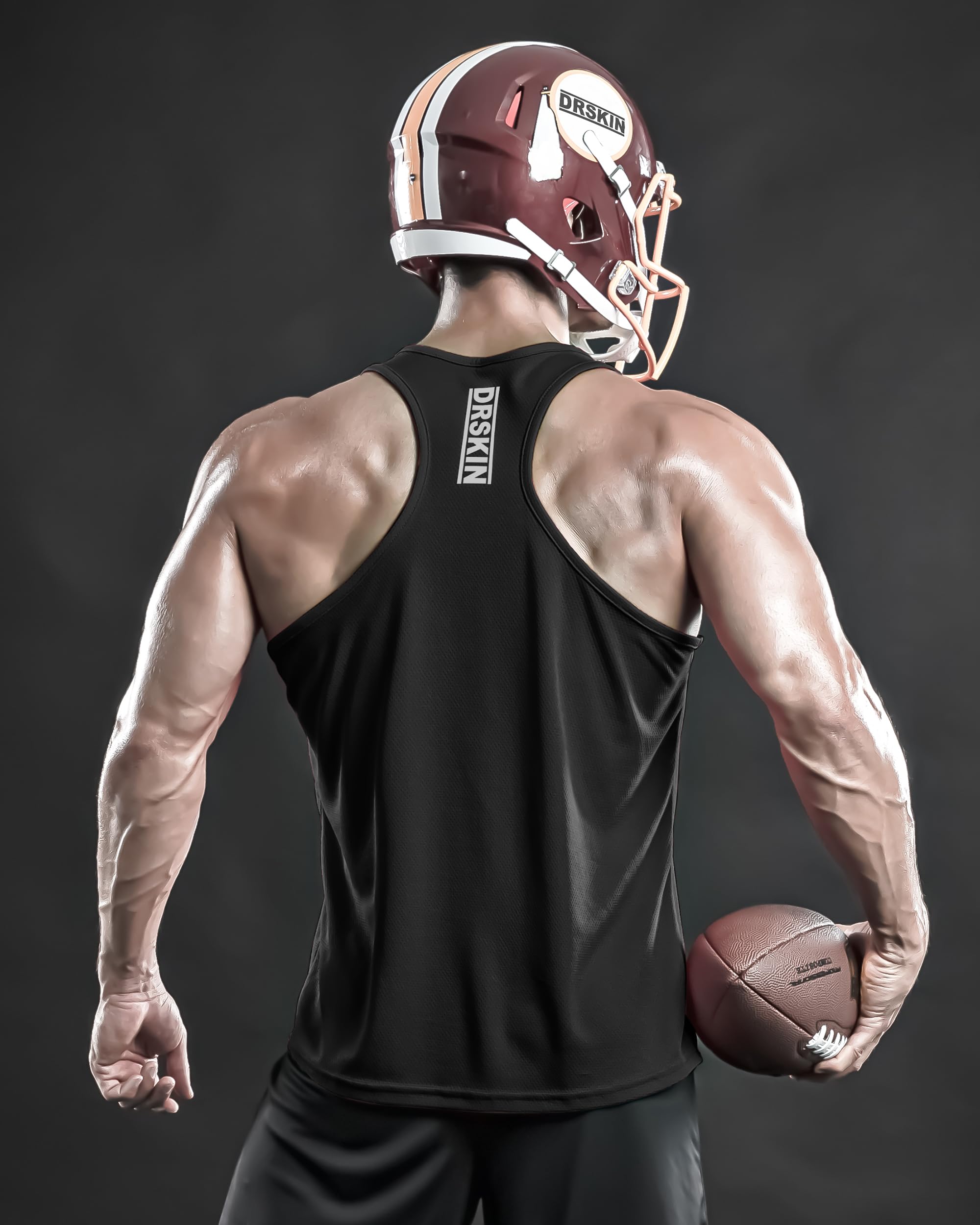 DRSKIN Men's 3 Pack Dry Fit Y-Back Muscle Tank Tops Mesh Sleeveless Gym Bodybuilding Training Athletic Workout Cool Shirts (BTF-ME-TA-(B,B,W), S)