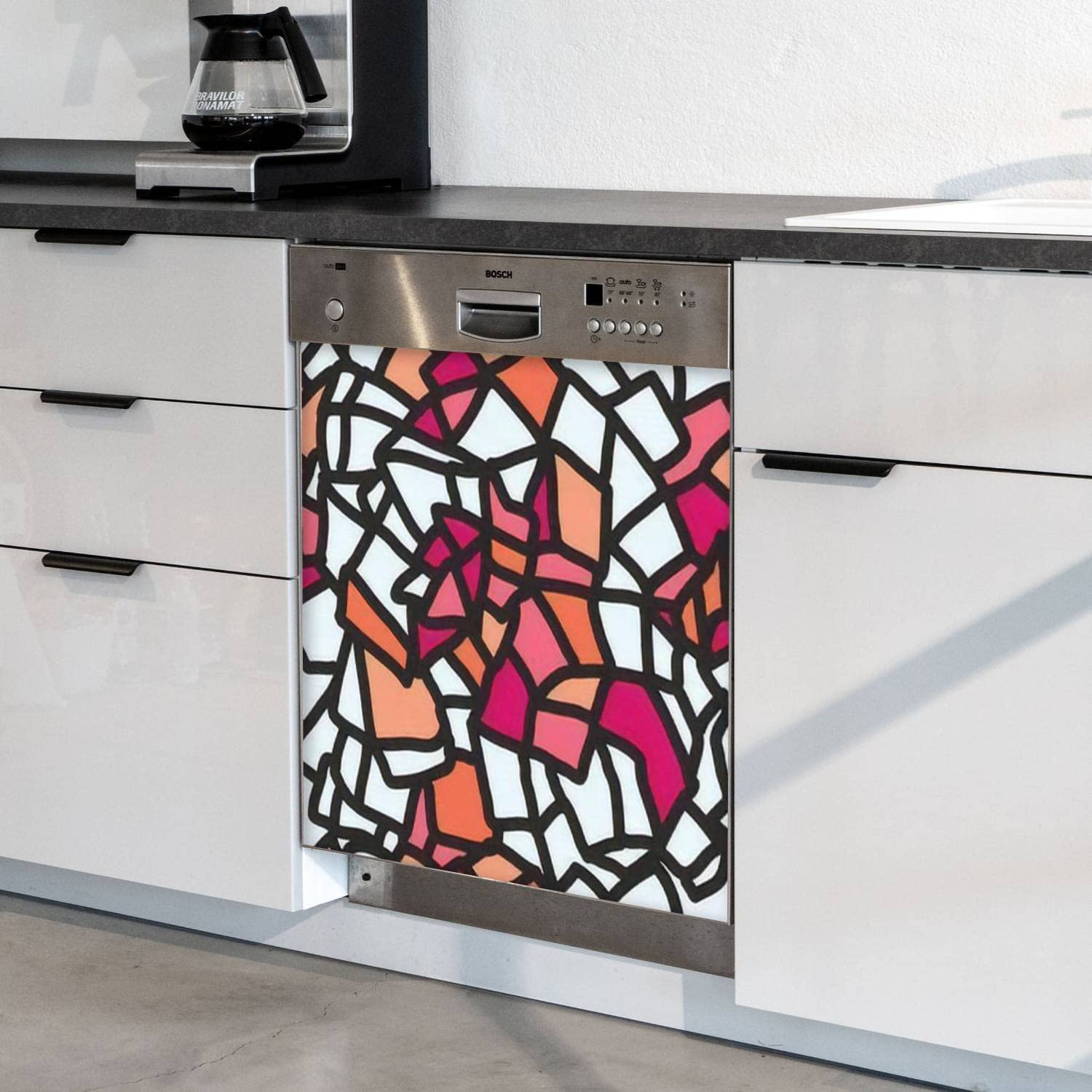 Dishwasher Magnet Cover Abstract Modern Stained Glass Magnetic Refrigerator Stickers Decorative Appliance Cover Fridge Panels Metal Door Garage 23x26in