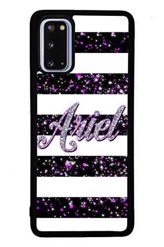 Purple Silver Bars Personalized Black Rubber Phone Case Compatible With Samsung Galaxy S23 S23+ Ultra S22 S22+ S21 S21FE S21+ S20FE S20+ S20 Note 20 S10 S10+ S10e