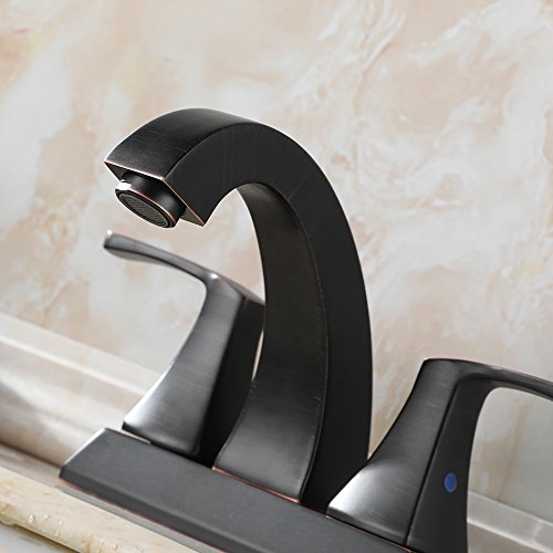 PARLOS 2 Handles Bathroom Faucet with Pop-up Drain and Faucet Supply Lines, Oil Rubbed Bronze, Doris 14133