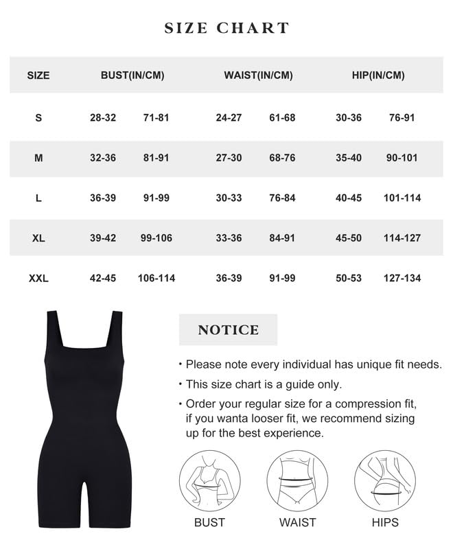 Popilush Jumpsuits for Women Built-In Sports Bra Ribbed Short Casual Summer Square Neck Rompers Sleeveless Yoga Outfits Workout Sets Black M