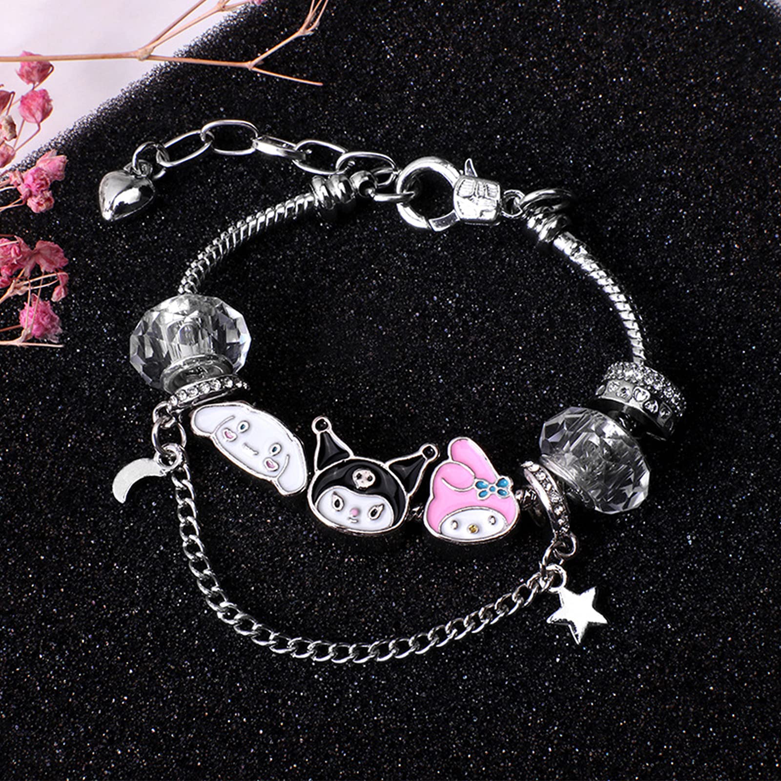 Gonii Cute Anime Cosplay Bracelets Cute Cartoon Bracelets My Cosplay Melody Gift for Fans and Womens (silver, 18cm)