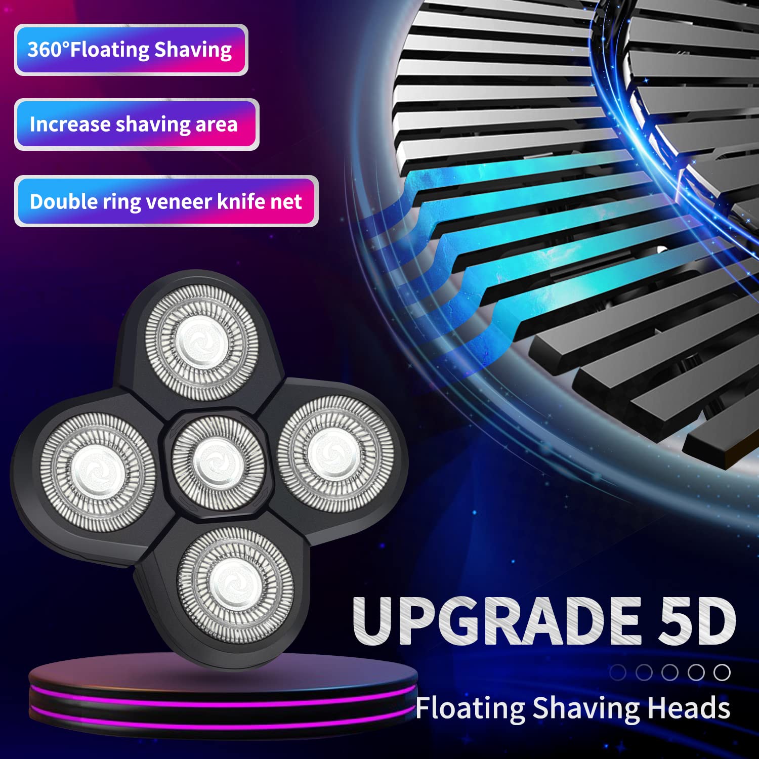 DOTSOG Electric Shaver Razor for Men,Waterproof 5D Floating Head Shaving Bald Head Shaver 5 in 1 Grooming Kit Beard Trimmer with Pop-up Trimmer Waterproof USB Fast Charging