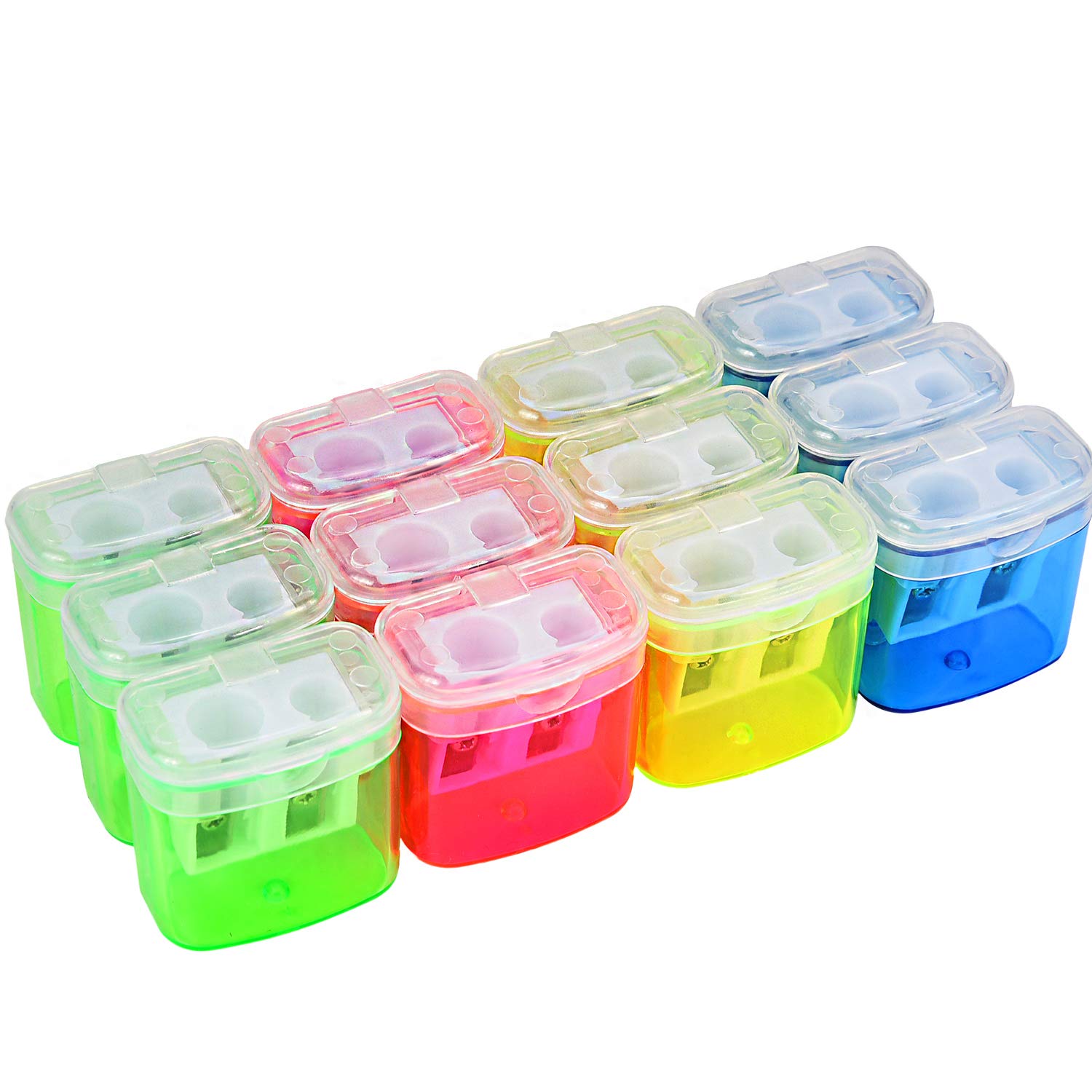 Dual Hole Pencil Sharpener Manual Pencil Sharpeners with Lid for School Home Office Using?12 Pieces?