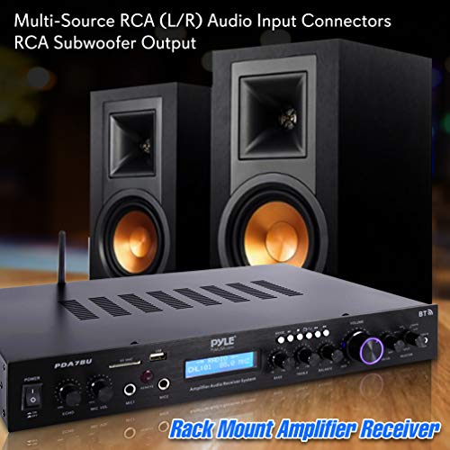 Pyle - 5 Channel Rack Mount Bluetooth Receiver, Home Theater Amp, Speaker Amplifier, Bluetooth Wireless Streaming, MP3/USB/SD/AUX/FM Radio, 200 Watt, w/Digital ID3 LCD Display from - PDA7BU.5
