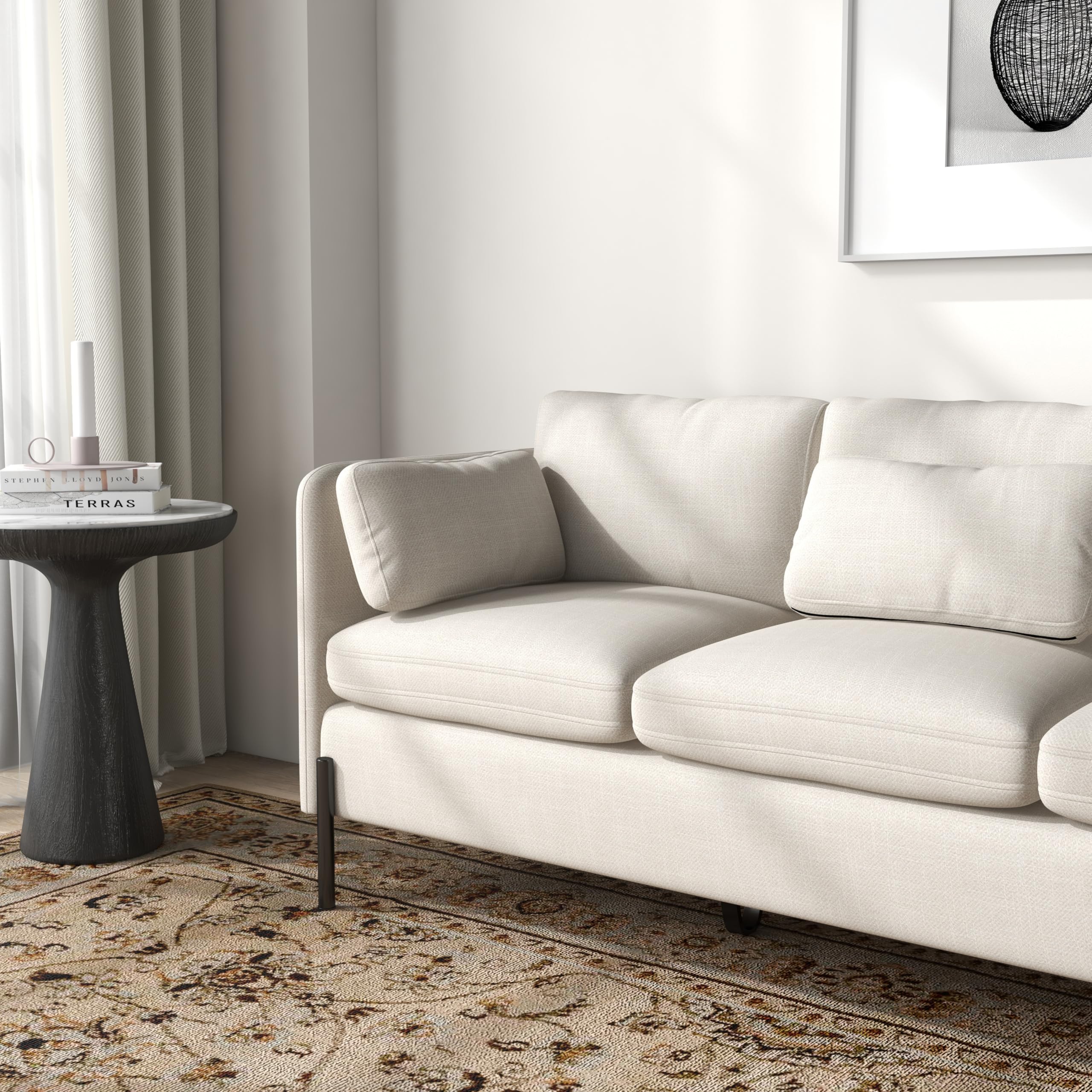 LINLUX Living Room Sectional Sofa Set, Modern Couches for Living Room, 2 Pcs Sofa & Loveseat Sets, Soft Linen Couch, Beige