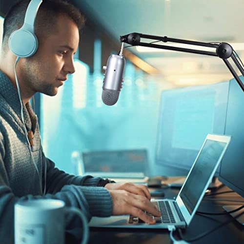 DISINO Microphone Boom Arm Stand Heavy Duty Adjustable Suspension Scissor & Spring Built-in Mic Stand For Blue Yeti Snowball Microphone & Blue Yeti Nano