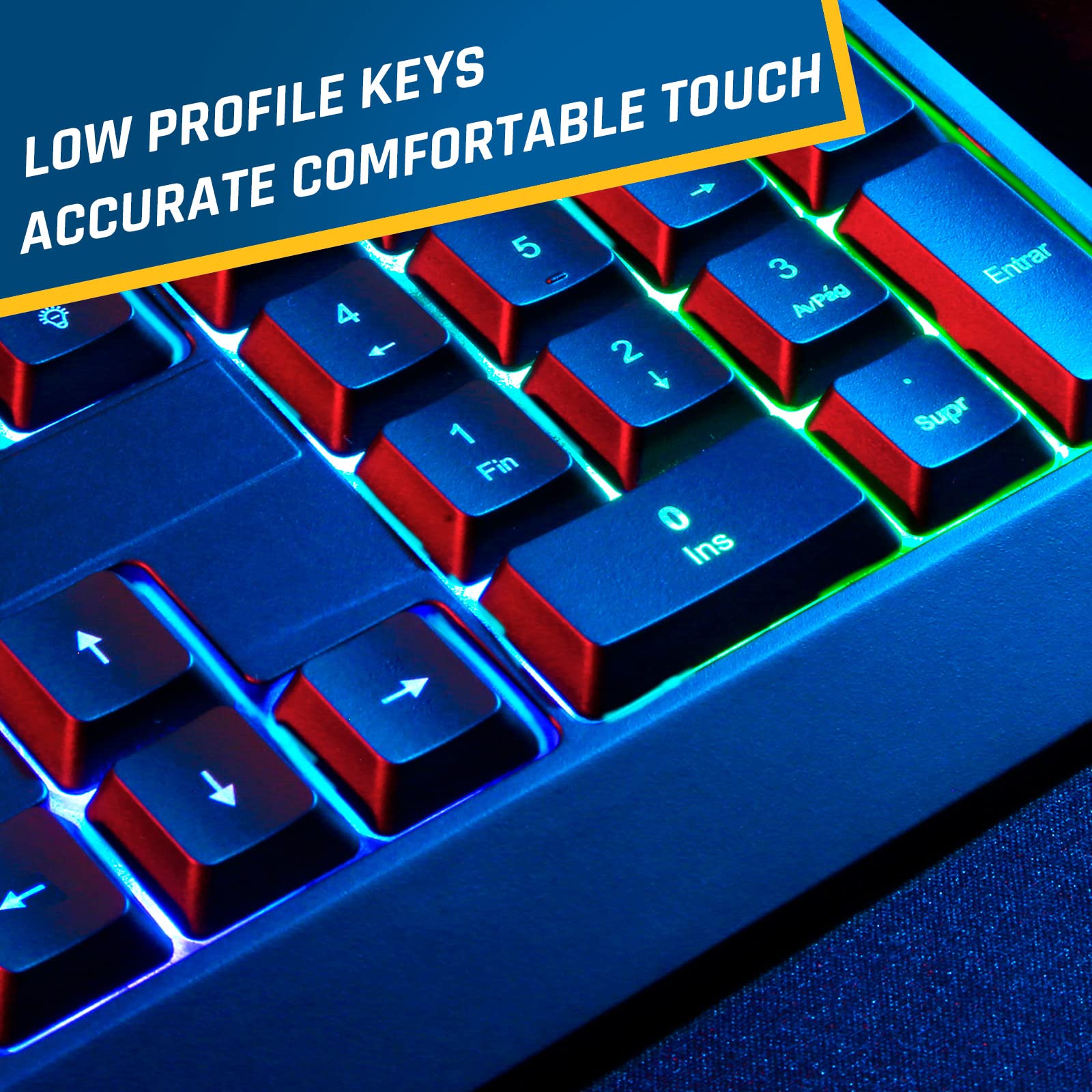 KLIM Chroma Gaming Keyboard Wired USB Durable Ergonomic Waterproof Silent and Protect Blue Light Blocking Glasses Reduce Eye Strain and Fatigue Bundle