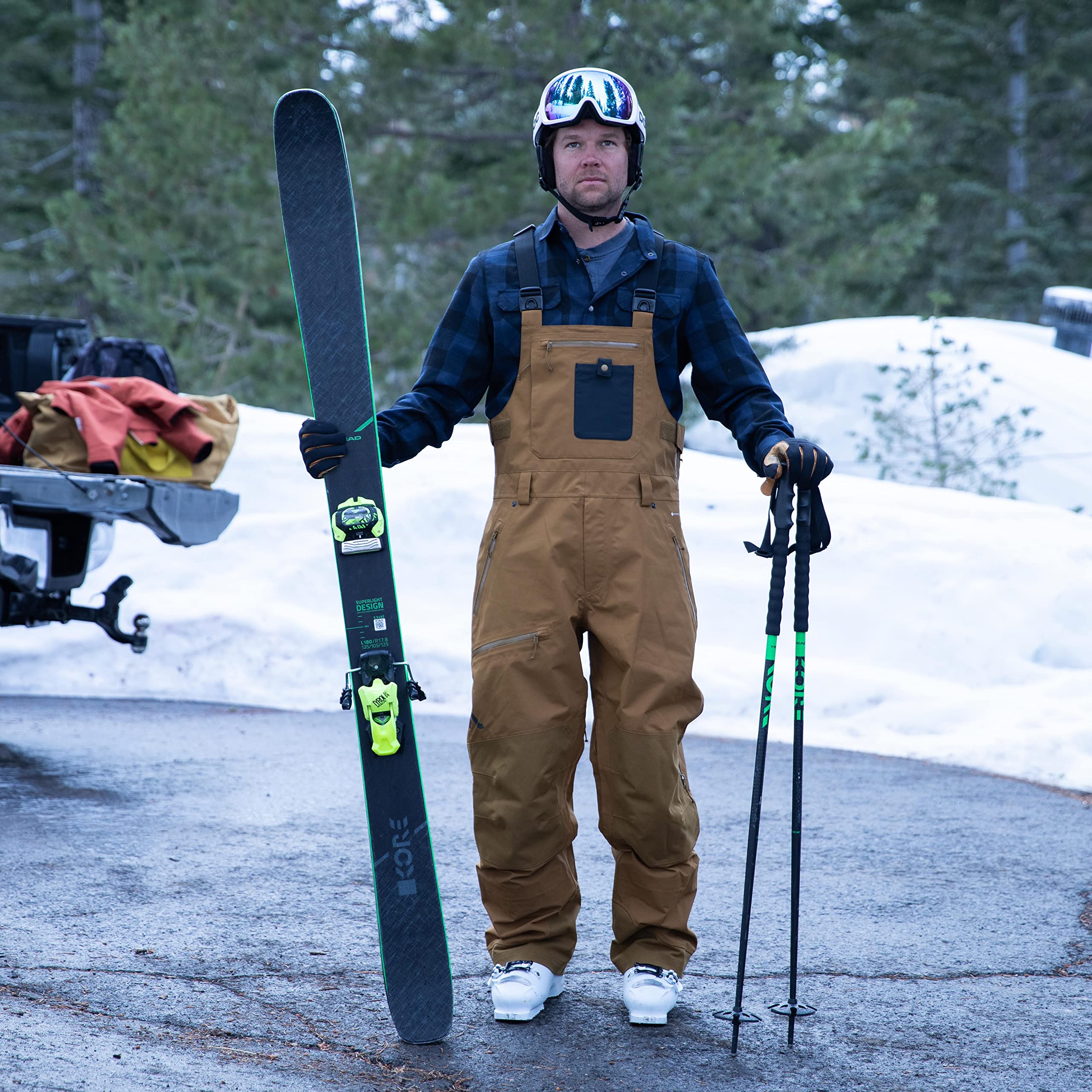 Flylow Men's Baker Bib Waterproof Breathable Ski and Snowboard Pants - Rye - Medium