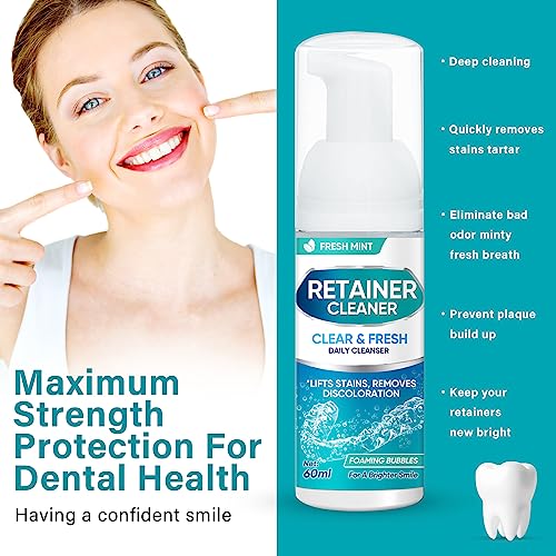 Retainer Cleaner, Denture Cleaner, Suitable for Stains, Discoloration, Odors, Fresh in 3 Minutes