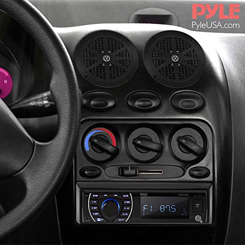 Pyle Marine Head Unit Receiver Speaker Kit - In-Dash LCD Digital Stereo Built-in Bluetooth & Microphone w/ AM FM Radio System 6.5ββ Waterproof Speakers (4) MP3/SD Readers & Remote Control -PLMRKT48BK