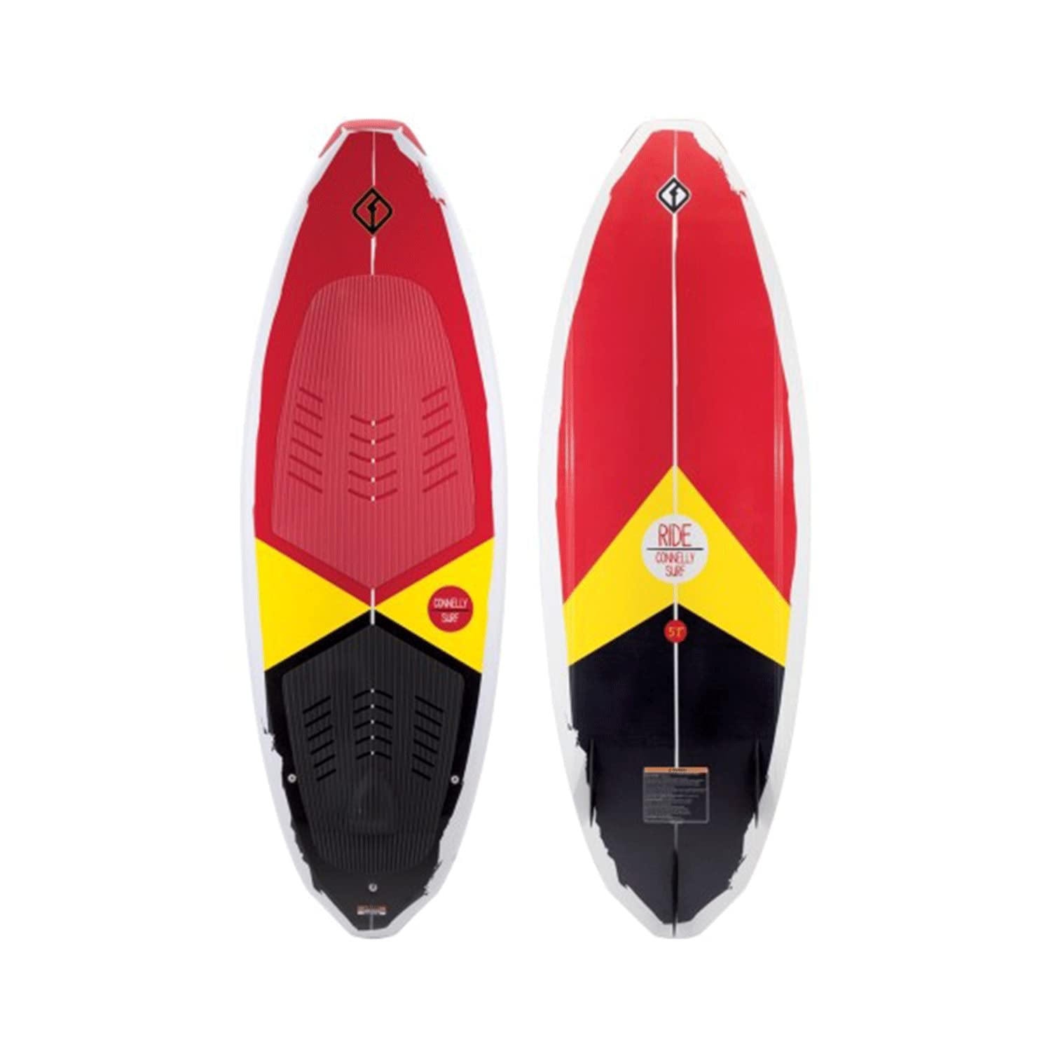 CWB Connelly Ride 5' 2" Wakesurf Board with 3 Removeable Tail Fins and Heavy Duty Grip for Beginners