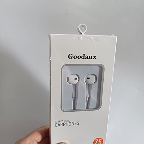 Goodaux- Earphones,Wired Earbuds with Microphone, Powerful Bass and Crystal Clear Audio, 3.5mm Headphone Plug for iPhone