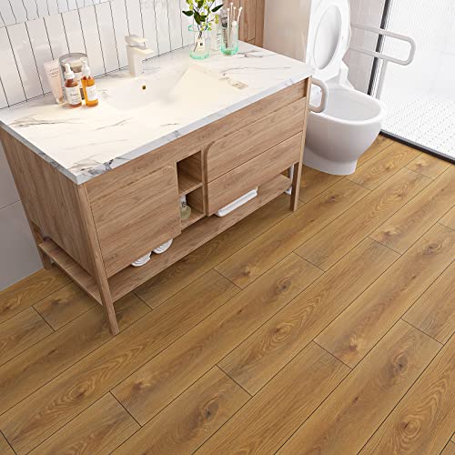 VEELIKE 12-Pack 6''x36'' Peel and Stick Floor Tile Bathroom Waterproof Natural Brown Wood Look Vinyl Plank Flooring Self Adhesive Removable Wood Vinyl Flooring Planks for Bedroom Kitchen Basement