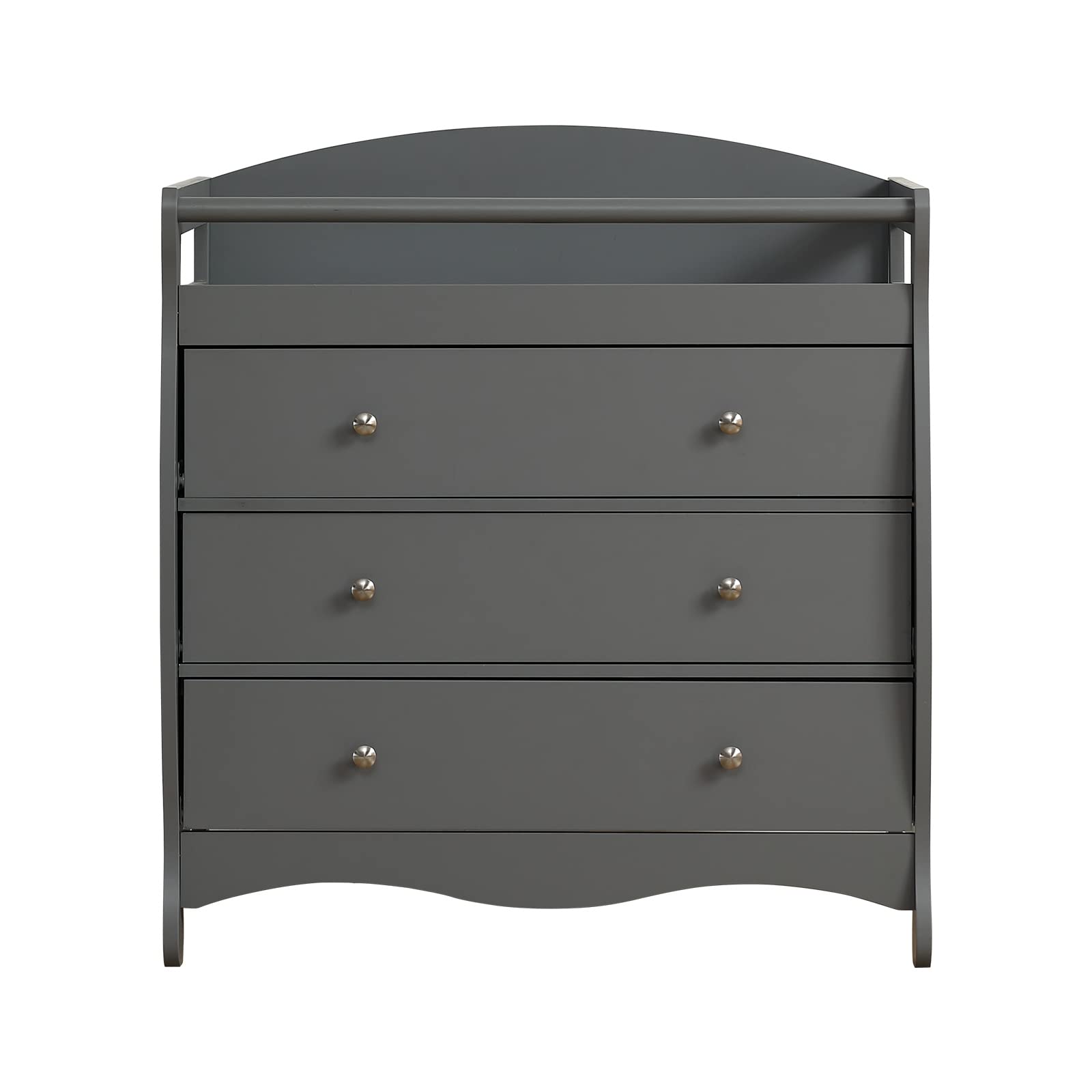 Guangshuohui 3-Drawer Changing Table, Wooden Bed Nursing Table Infant Diaper Changing Station with Drawers, Safety Rails & Strap, Baby Changing Table Dresser for Nursery, Easy Assembly (Grey)
