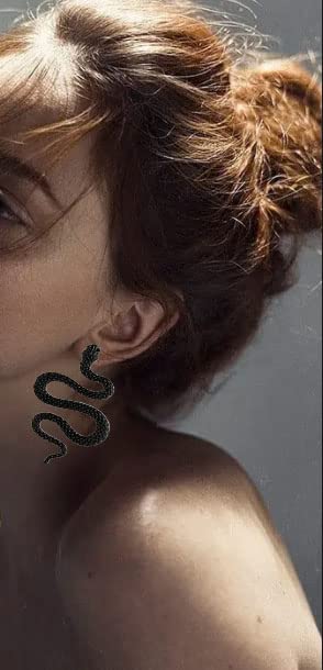 Halloween Eygption Snake Earrings Vintage Long Serpent Dangle Earrings Snake Animal Thanksgiving Jewelry Gift (D:black)