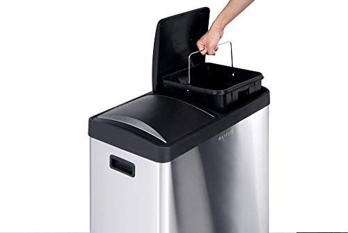 Step N' Sort The 16 Gal. 2-Compartment Stainless Steel Trash and Recycling Bin