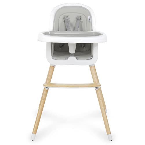 Dream on Me Lulu 2-in-1 Convertible Highchair in Light Grey | Compact High Chair | Lightweight | Portable