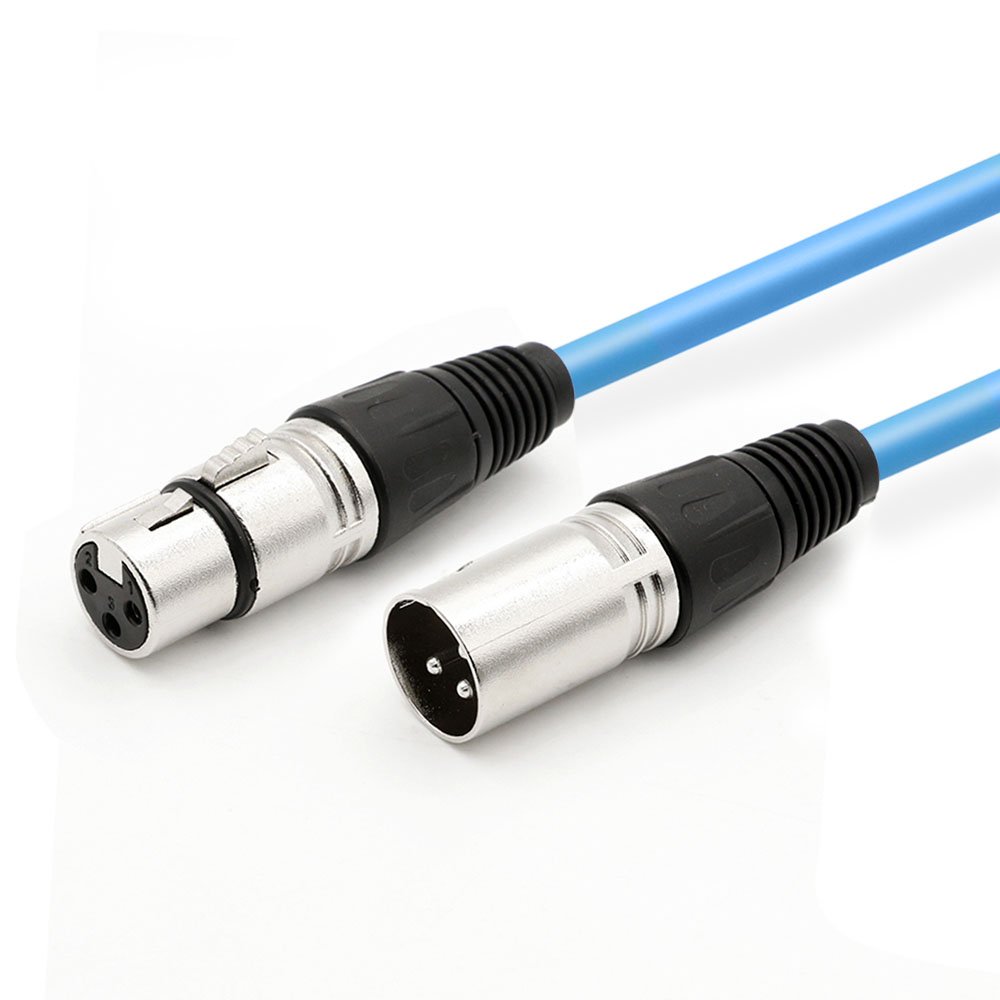 DREMAKE Audio 25 Foot XLR to Speaker Cable-3Pin XLR Male to XLR Female Balanced Snake Cord for Microphone, Stage, DJ, Pro - Blue