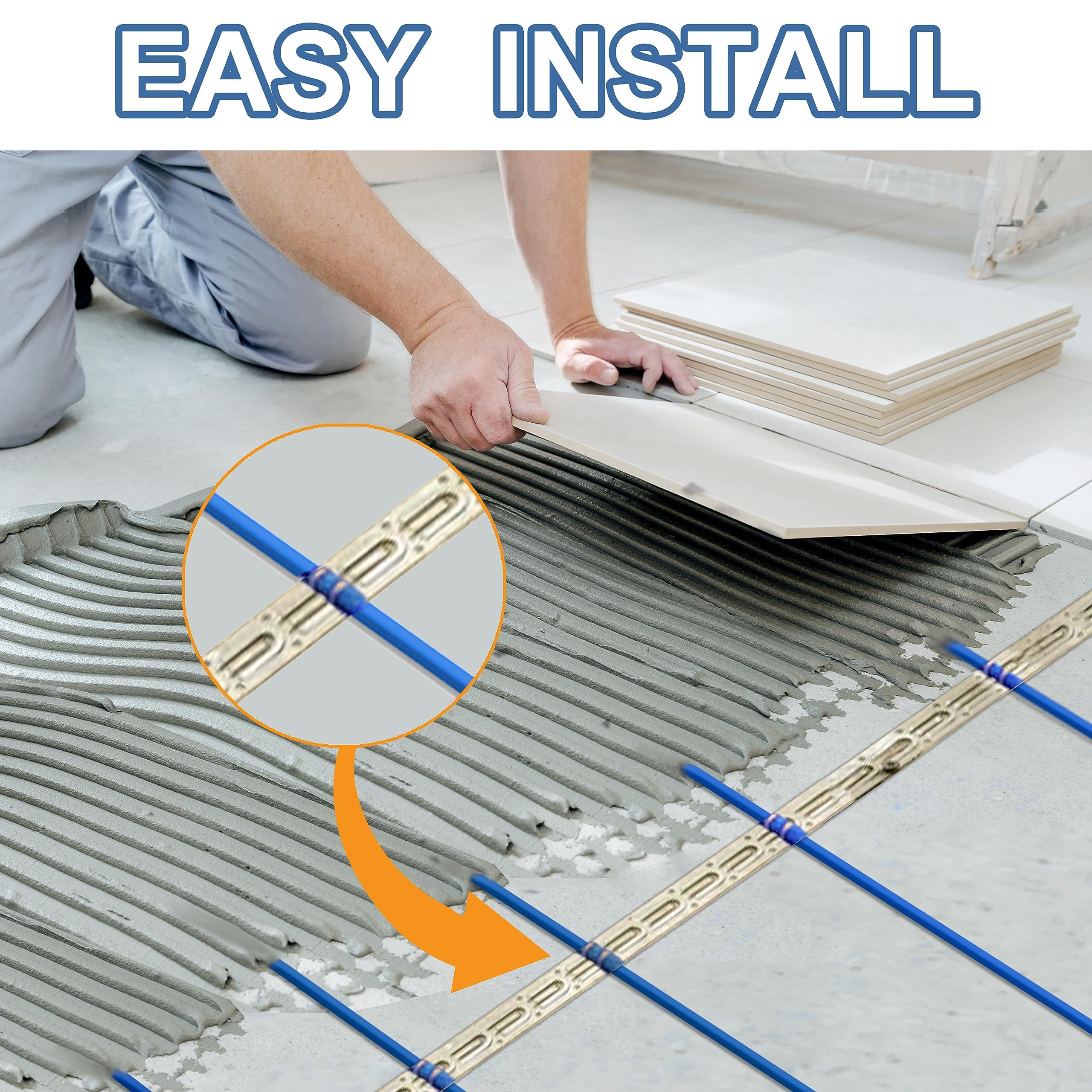 Electric Heated Floor Cable Underfloor Heating System Kit with Cable Guide,Alarm Monitor for Indoor Installation 120V,50 Sqft