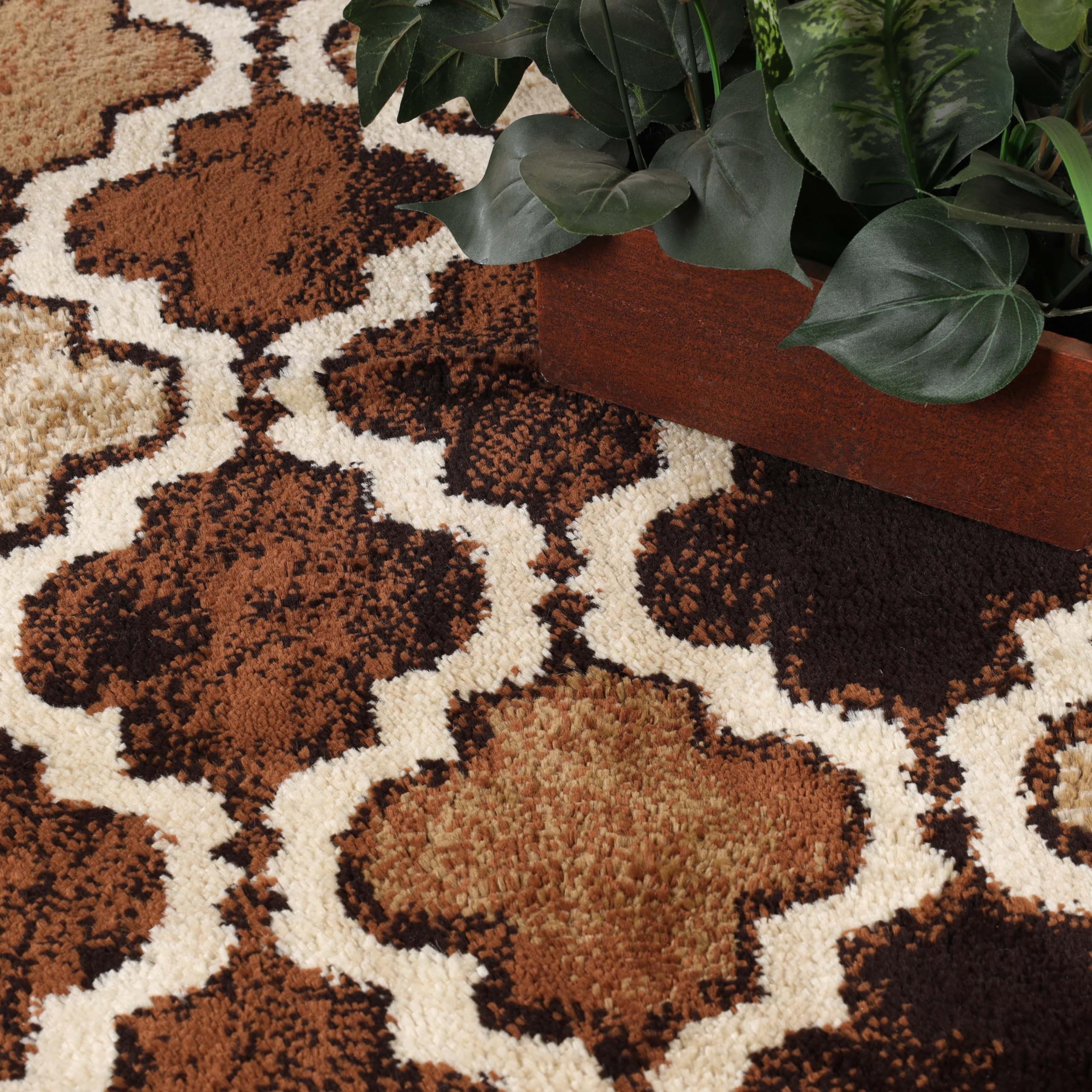 Superior Indoor Large Area Rug, Jute Backed, Perfect for Living/ Dining Room, Bedroom, Office, Kitchen, Entryway, Modern Geometric Trellis Floor Decor, Viking Collection, 5' x 8', Brown