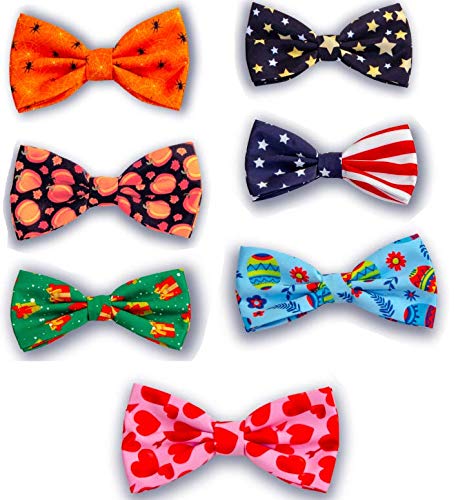 REVEDA Pet Bow Ties Set for Dogs and Cats, Detachable & Adjustable, Holidays Theme, Pet Collars Dog Grooming Accessories, Colorful Neck Tie for Small, Medium, Large Dogs