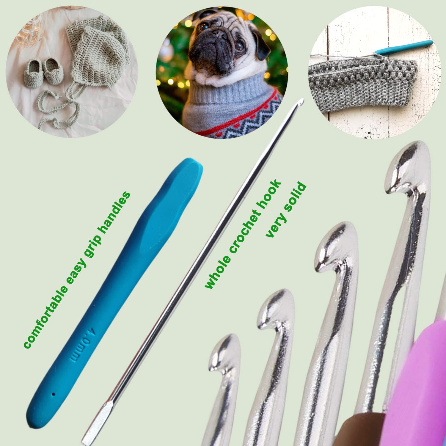 HameiComb Crochet Hook Set,Ergonomic Crochet Hook kit,6 Extra Long Crochet Needles and 27 Crocheting Accessories.