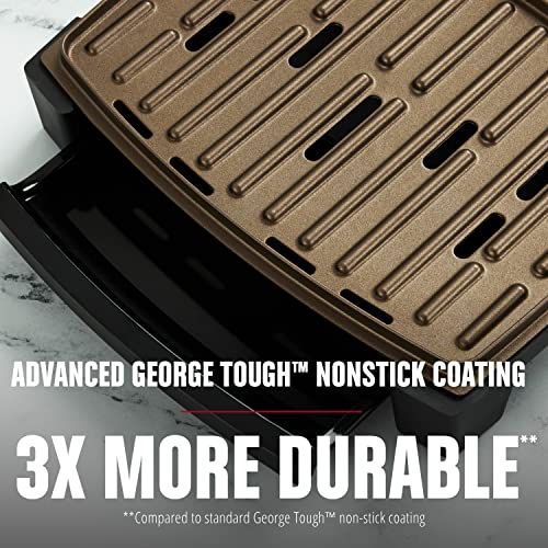 George Foreman® Contact Submersible™ Grill, NEW Dishwasher Safe, Wash the Entire Grill, Easy-to-Clean Nonstick, Black/Bronze