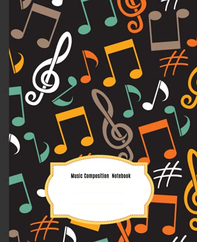 Music Theme Composition Notebook: Beautiful Wide Blank Lined Workbook for Kids Girls Boys Students Teens Home School and College