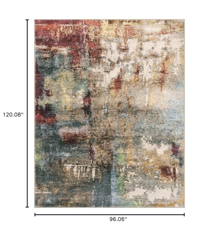 Lahome Modern Abstract Living Room Rug 8x10, Washable Rugs 8x10 Area Rug for Bedroom Stain Resistant Non Slip, Large Red Soft Indoor Accent Carpet for Dining Room Table Home Decor