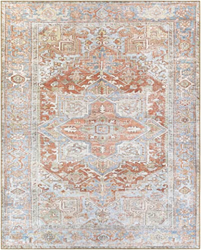 Mark&Day Washable Area Rugs, 8x10 Oak Forest Traditional Burnt Orange Area Rug, Orange/Beige Carpet for Living Room, Bedroom or Kitchen (7'6" x 9'6", Machine Washable)
