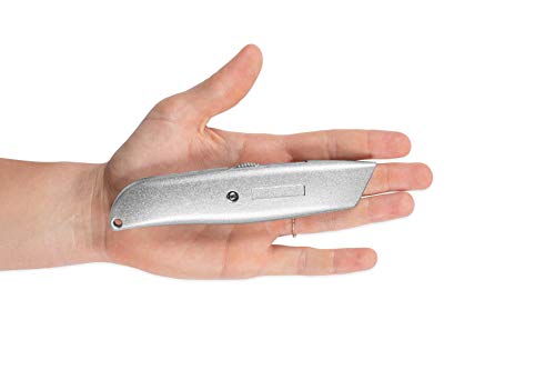 Internet's Best Classic Utility Knife - Set of 20 - Retractable Razor Knife Set - Extra Blade Refills - Box Cutter Locking Razor Knife - Full Metal Body - Silver
