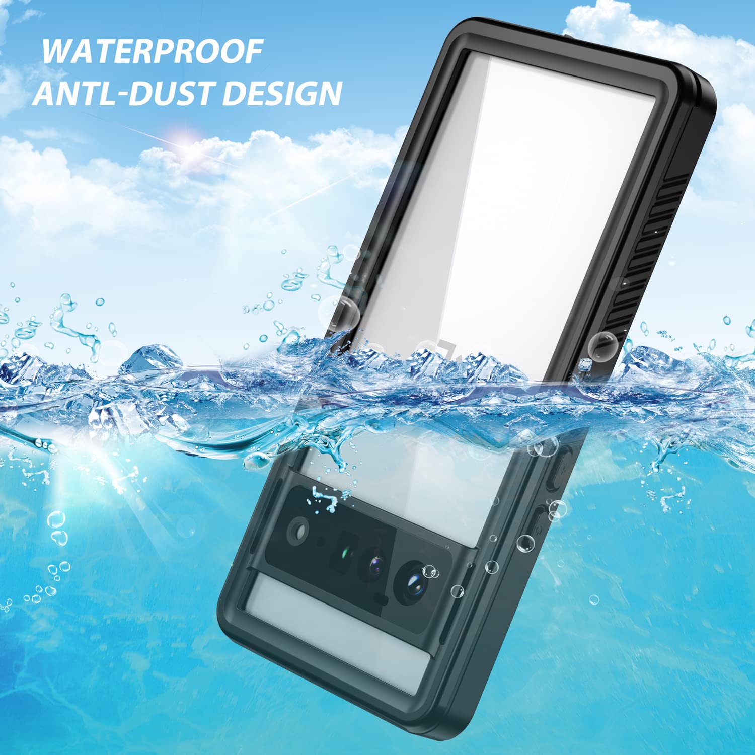 Google Pixel 6 Pro Waterproof Case with Built-in Screen Protector Dustproof Shockproof Drop Proof Heavy Duty Phone Case, Rugged Full Body Underwater Protective Cover for Google Pixel 6 Pro - Black