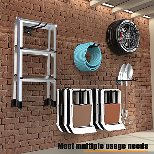 Dobures 4PCS Garage Hooks Heavy Duty Hooks,12.4inch Wall Mount Hanger Rack Garage Wall Heavy Duty Storage Hangers Wall Mount Organizer to Hang Chairs, Strollers,Power Tools, Garden Tools,Tire and More