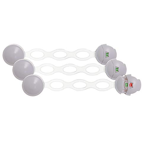 Dreambaby Ezy-Check Multi-Use Latch - Child Safety Locks for Cabinets, Fridge, & Cupboards - with Adhesive Backing - White (3 Pack)