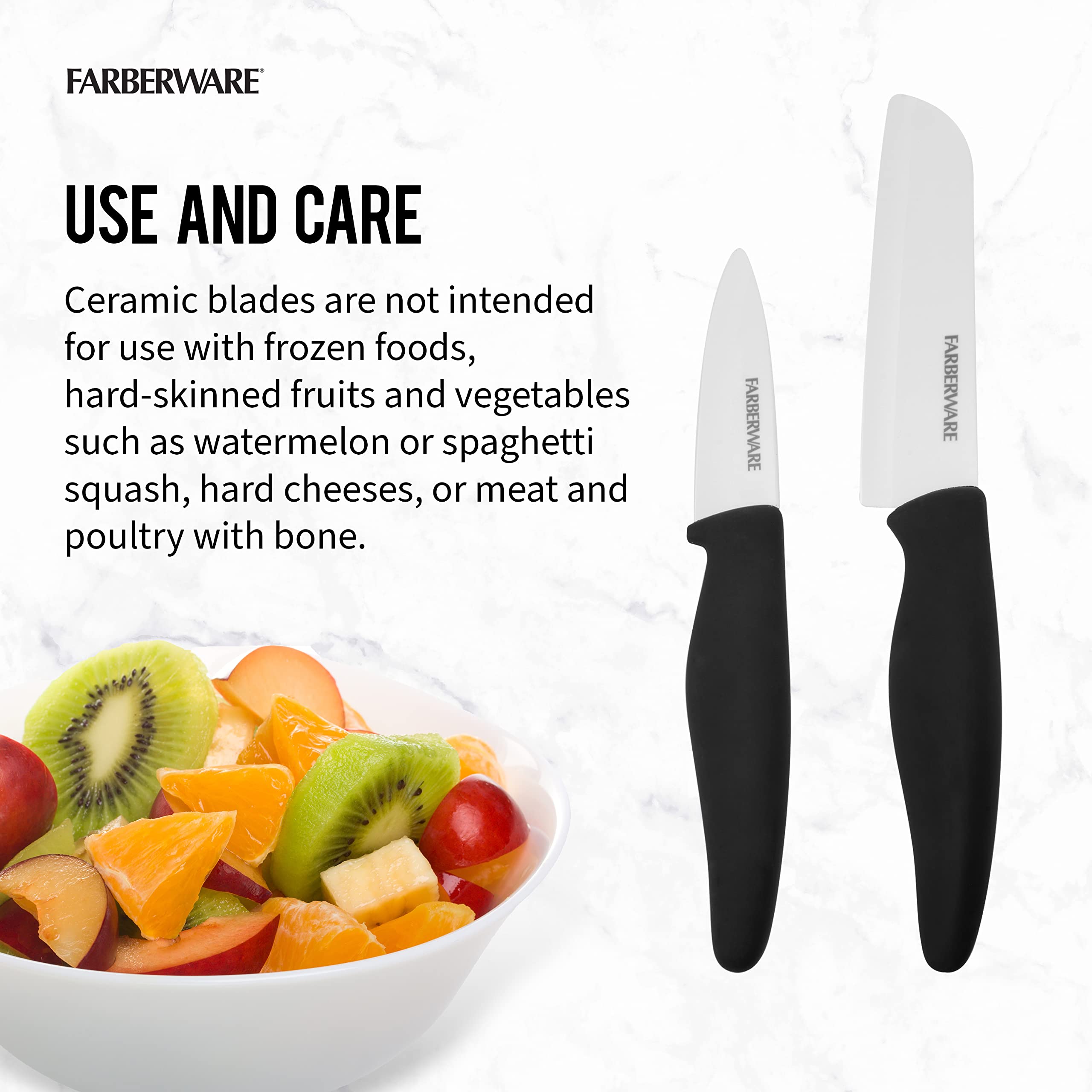 Farberware 5243363 Ceramic Knife Set, 2-Piece, Black