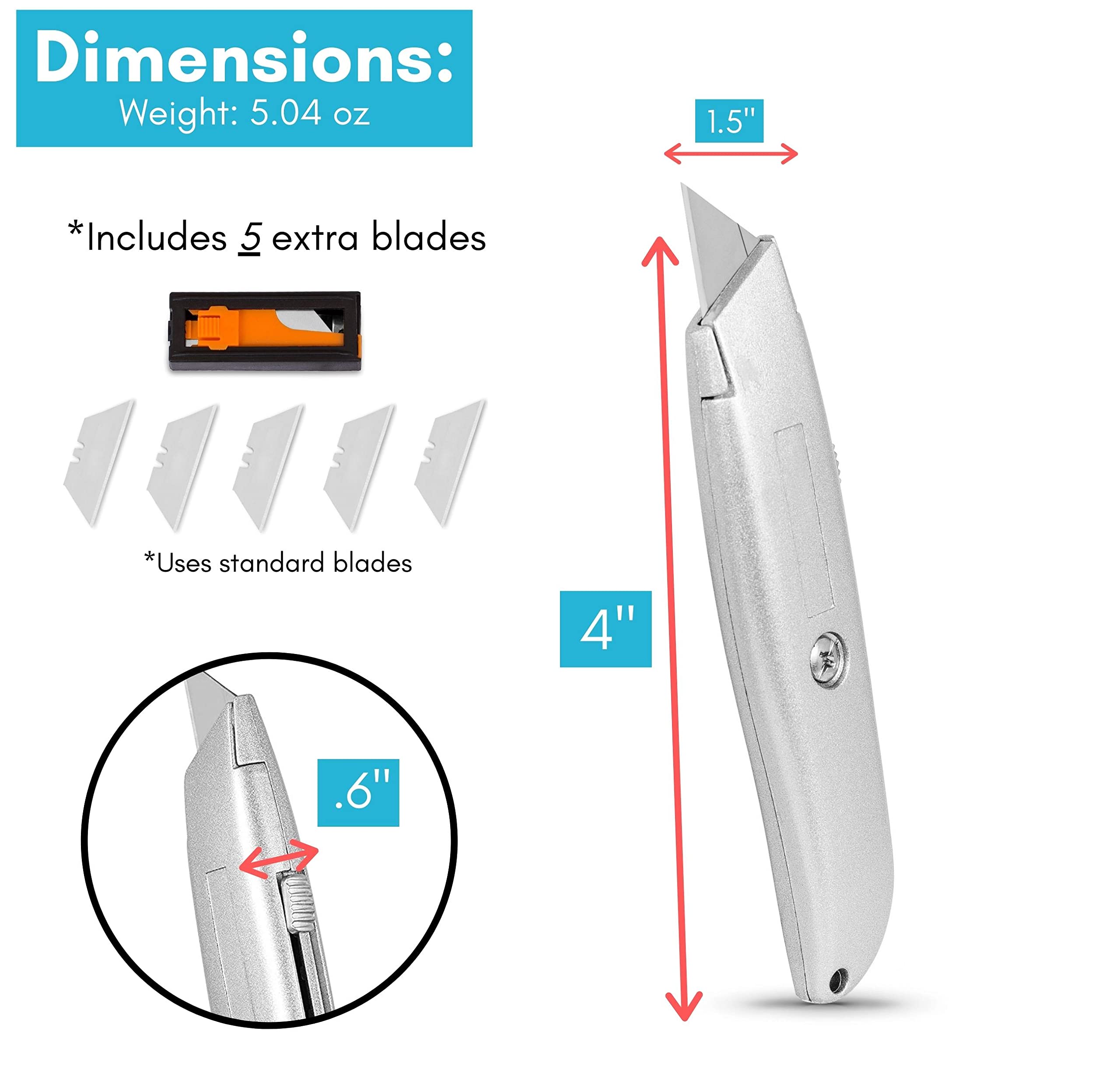 Internet's Best - Utility Knife - Premium & Classic Box Cutter, Retractable Razor