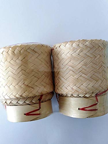 Thai Handmade Sticky Rice Serving Basket Small Size (Pack of 2) by khuaek
