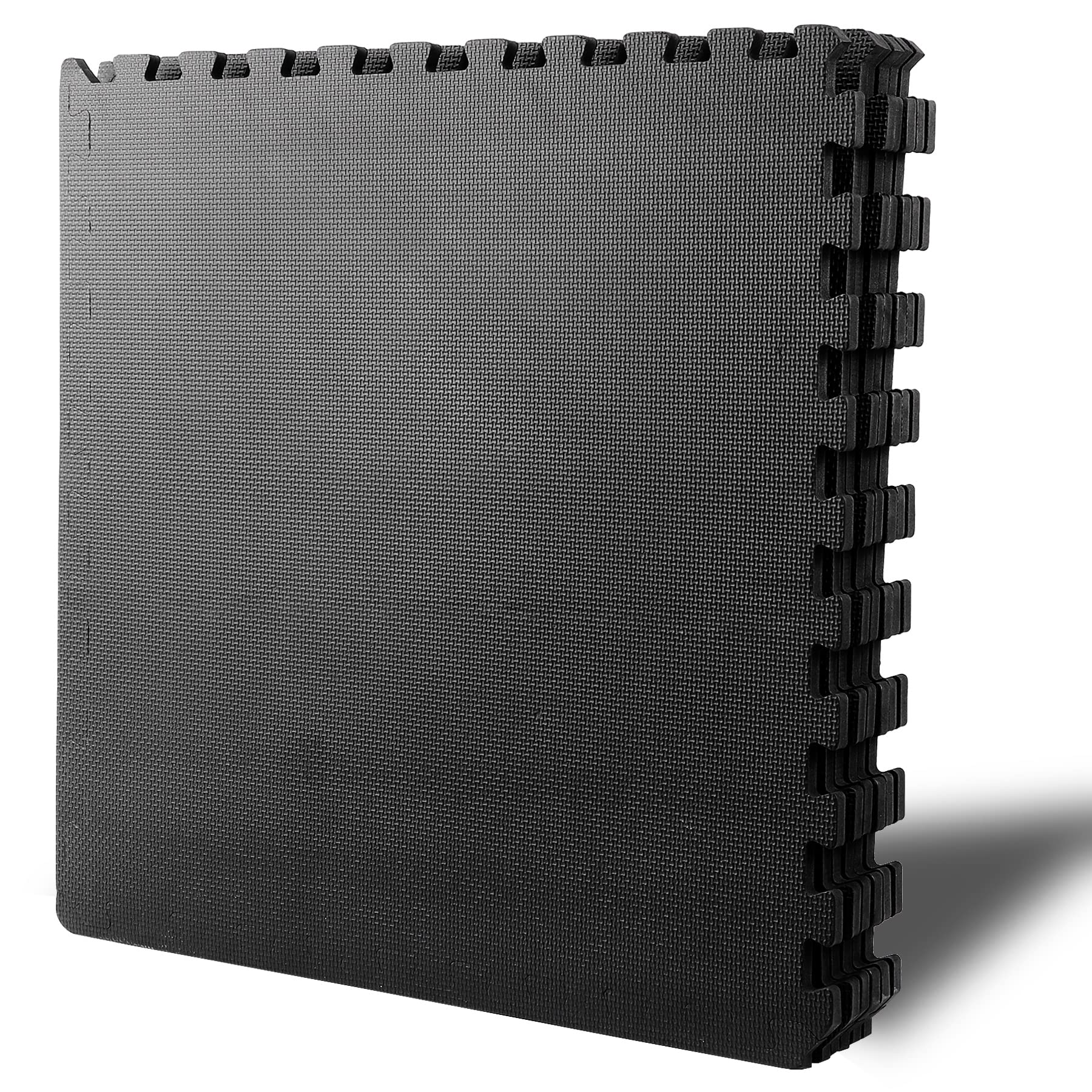 HomGarden Puzzle Exercise Mat 1/2’’ EVA Interlocking Foam Floor Mats for Exercise Equipment Home Gym Workout Mat(24 Tiles) Black