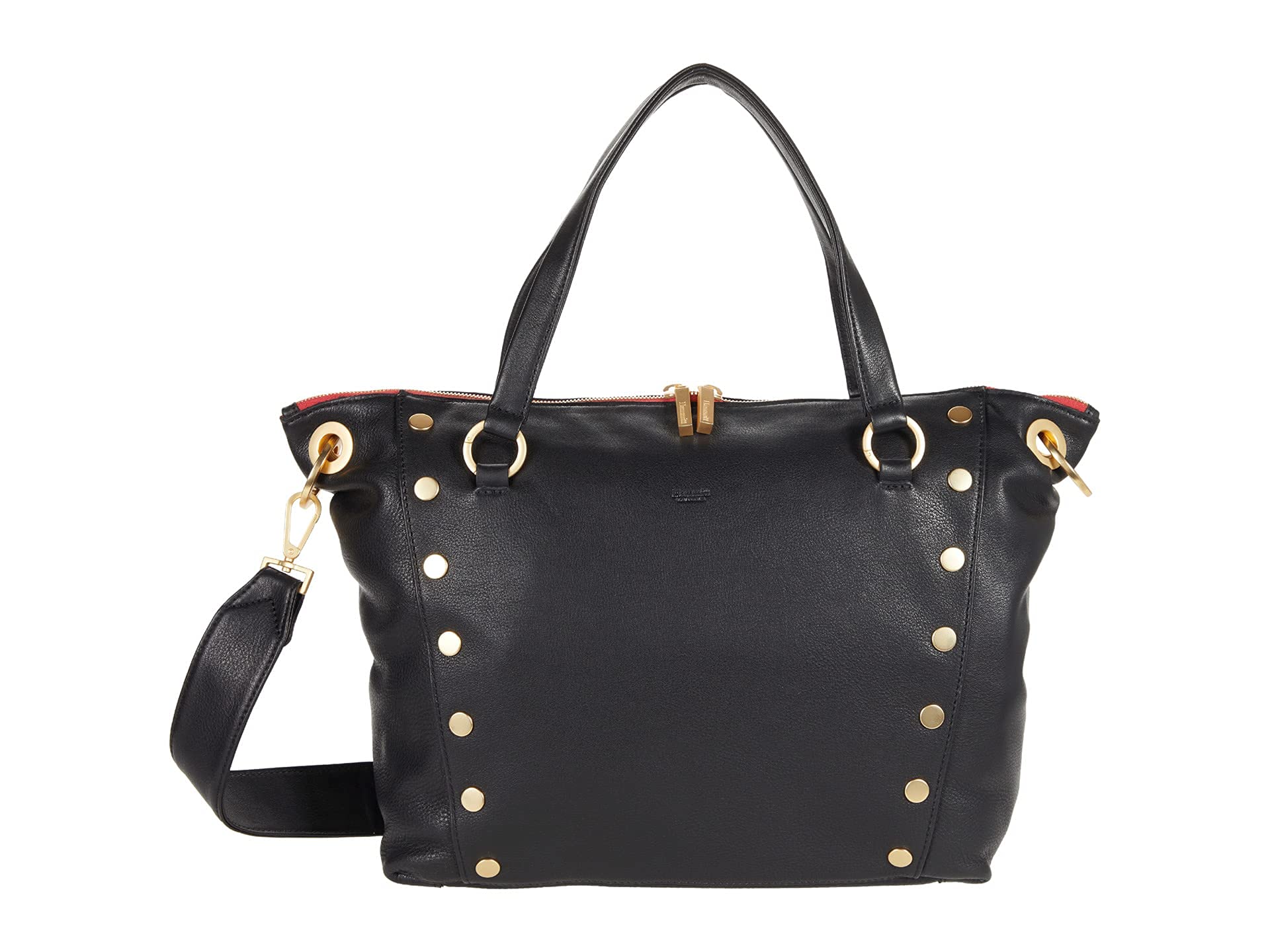 Hammitt Daniel Large Black/Brushed Gold Red Zip One Size